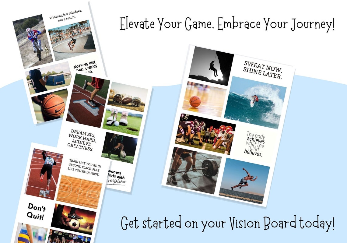 Vision Board Kit for Men, Teen Boys Vision Board Printables, Sports ...