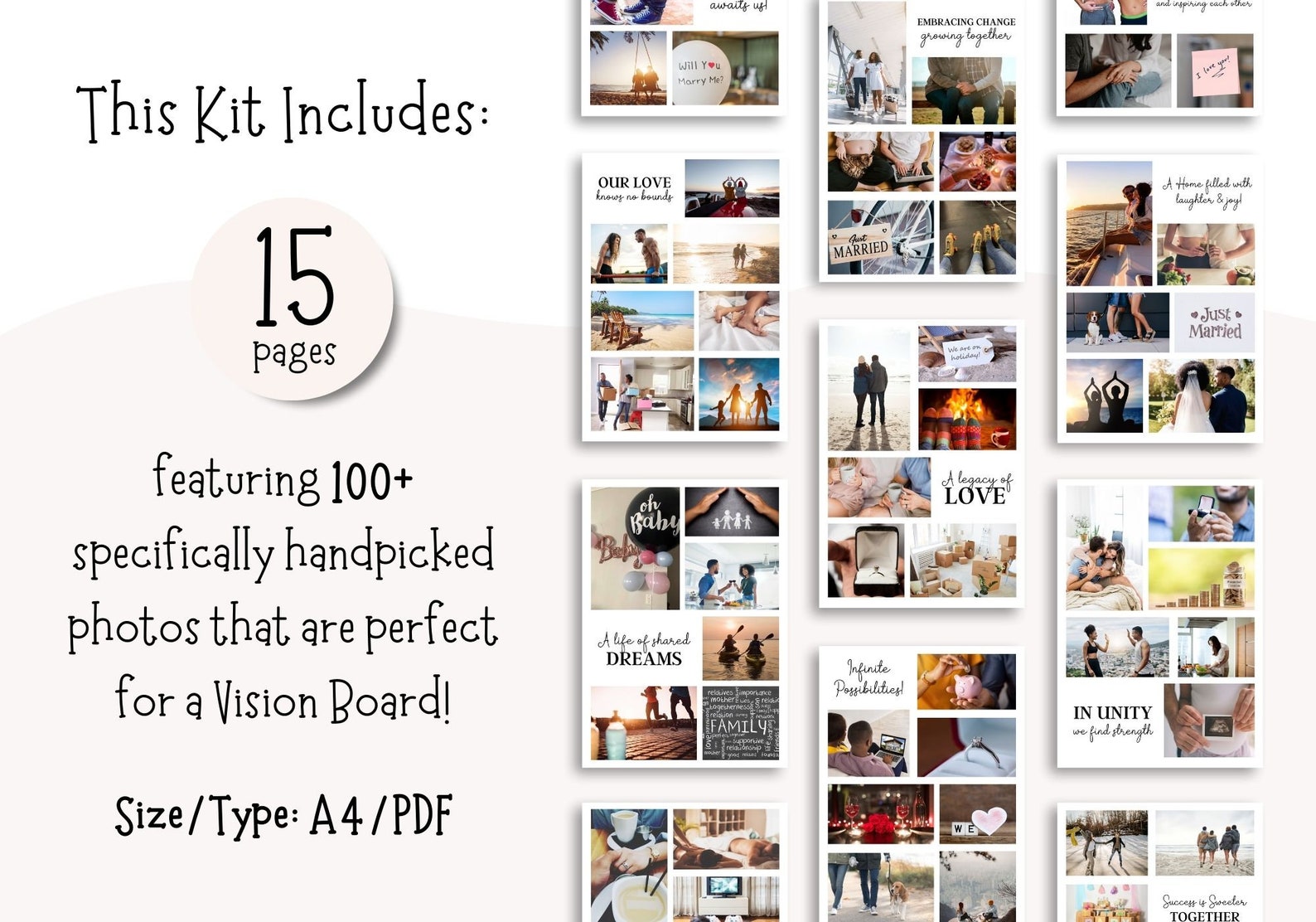 Couples Vision Board Kit, Vision Board Printable, Vision Board 2026 ...