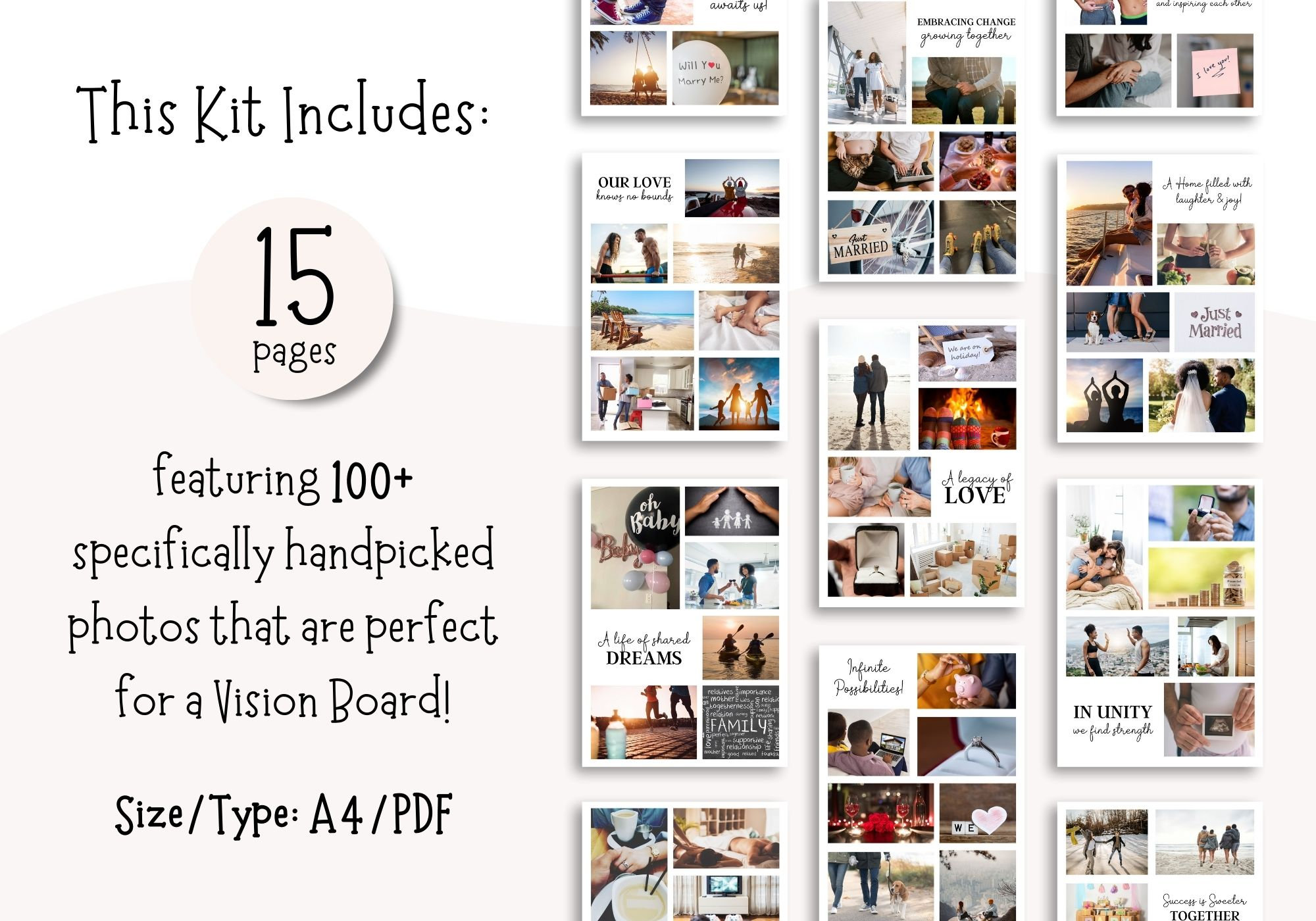 Couples Vision Board Kit, Vision Board Printable, Vision Board 2026 ...