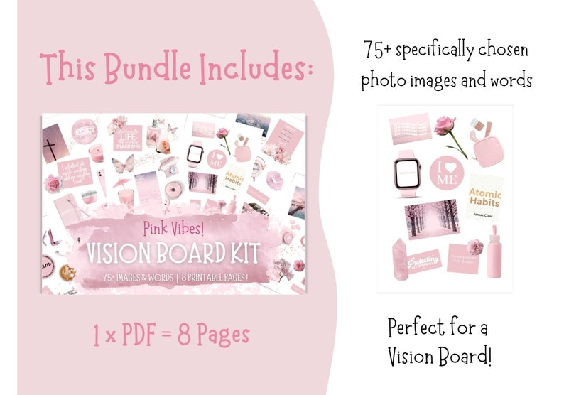 Pink Vision Board Bundle for Women Vision Board Printable Vision Board ...