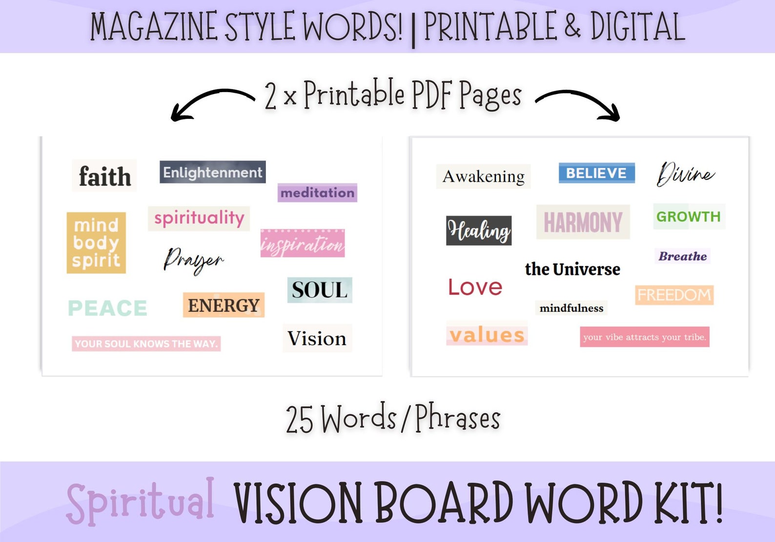 Spiritual Vision Board Words, Vision Board Digital, Womens Vision Board ...