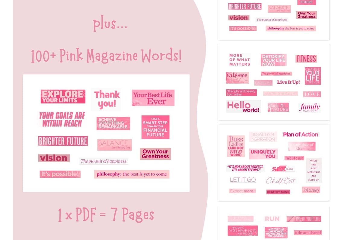 Pink Vision Board Bundle for Women Vision Board Printable Vision Board ...