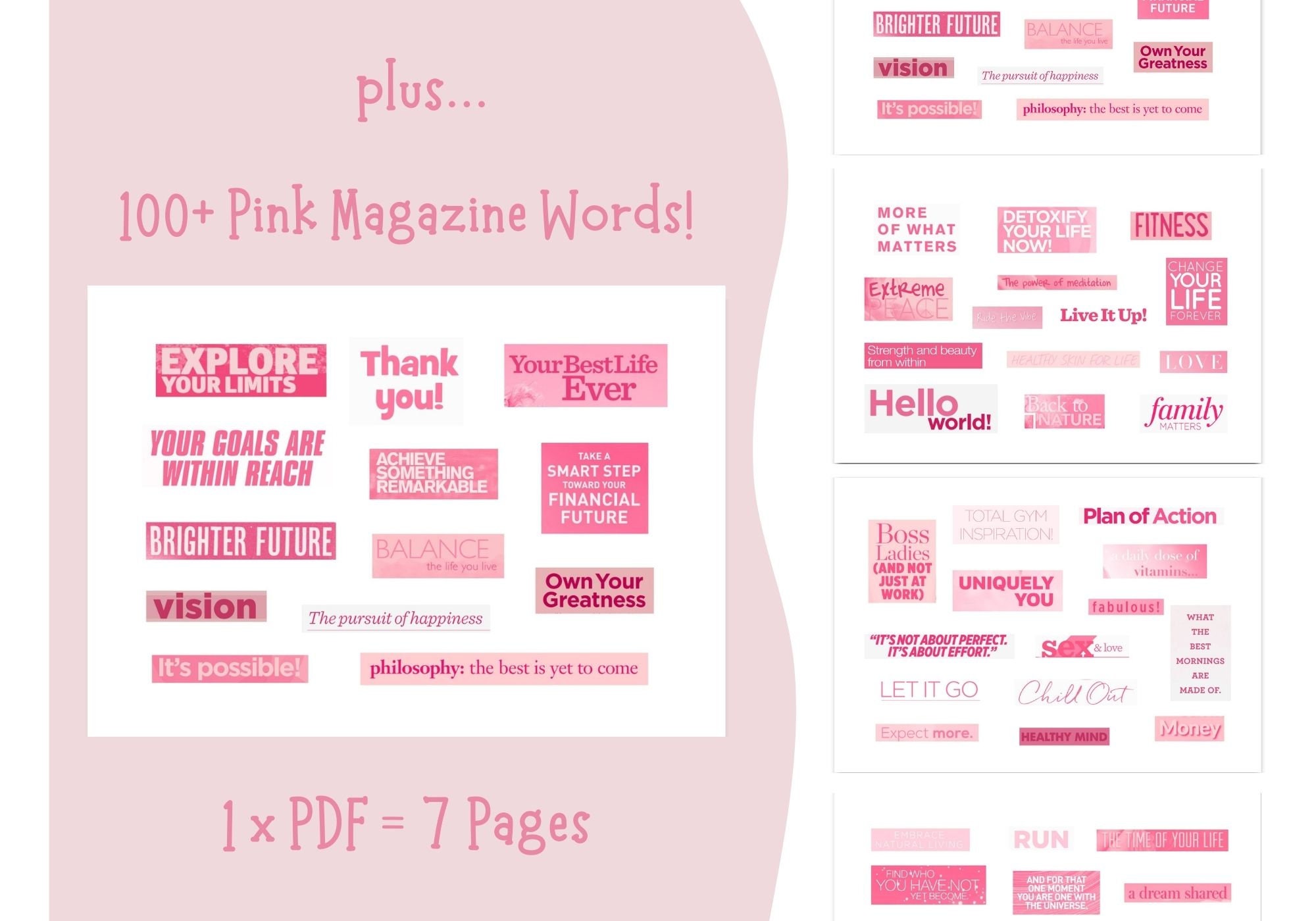 Pink Vision Board Bundle for Women Vision Board Printable Vision Board ...