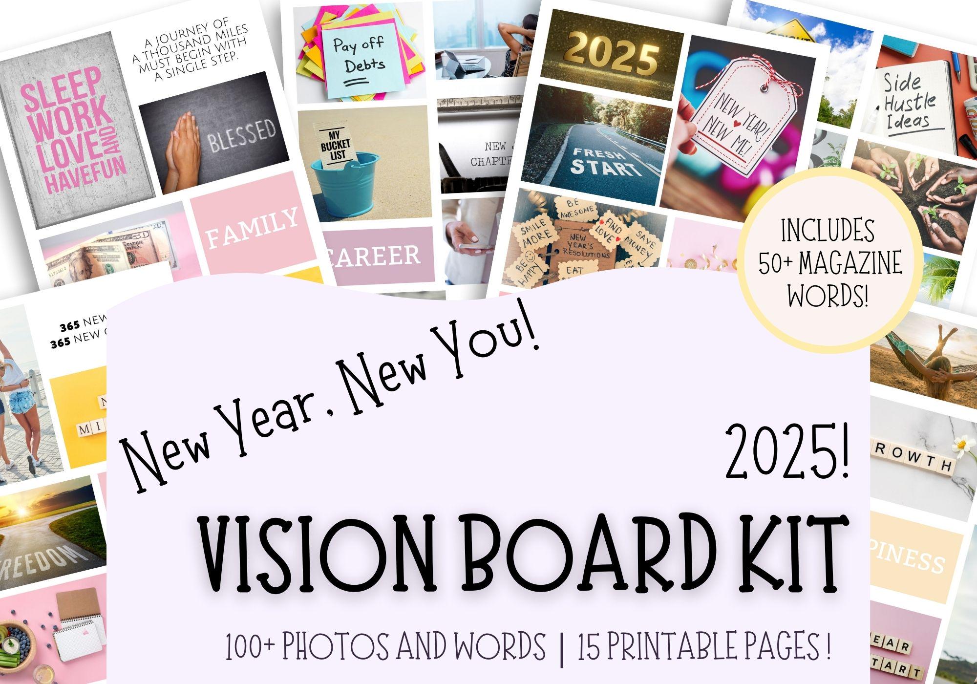 2025 Vision Board Kit, Vision Board Party Printables, Vision Board for ...