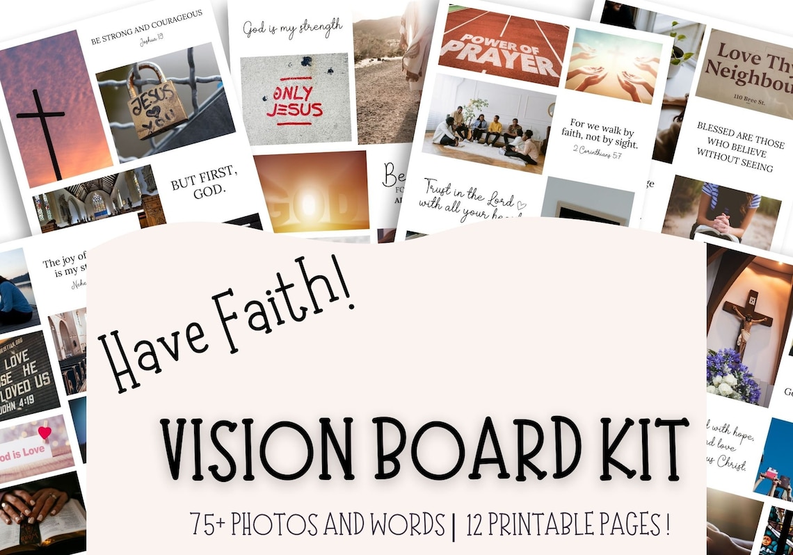 Vision Board Faith Printable, Christian Vision Board Kit, Vision Board ...