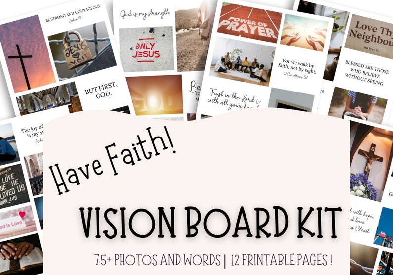 Vision Board Faith Printable, Christian Vision Board Kit, Vision Board ...