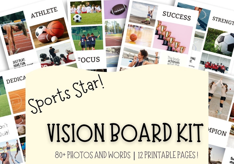Sports Vision Board Kit, Vision Board Printables for Women, Vision ...