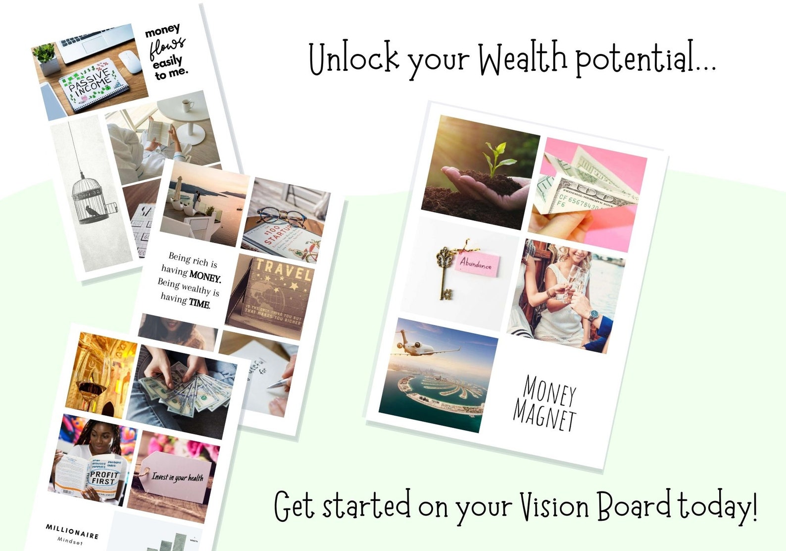 Vision Board Printable for Wealth, Money Vision Board Kit, Vision Board ...