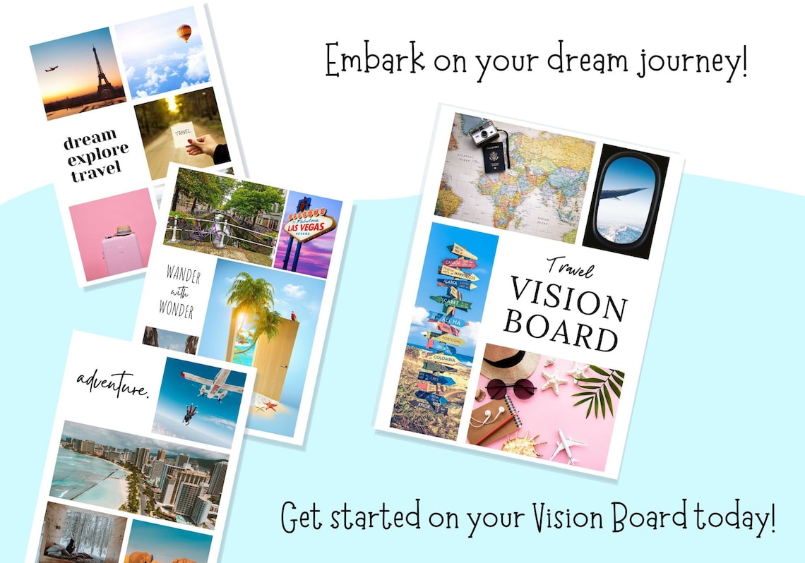 Travel Vision Board Kit, Vision Board Printable, Vision Board Party Kit ...