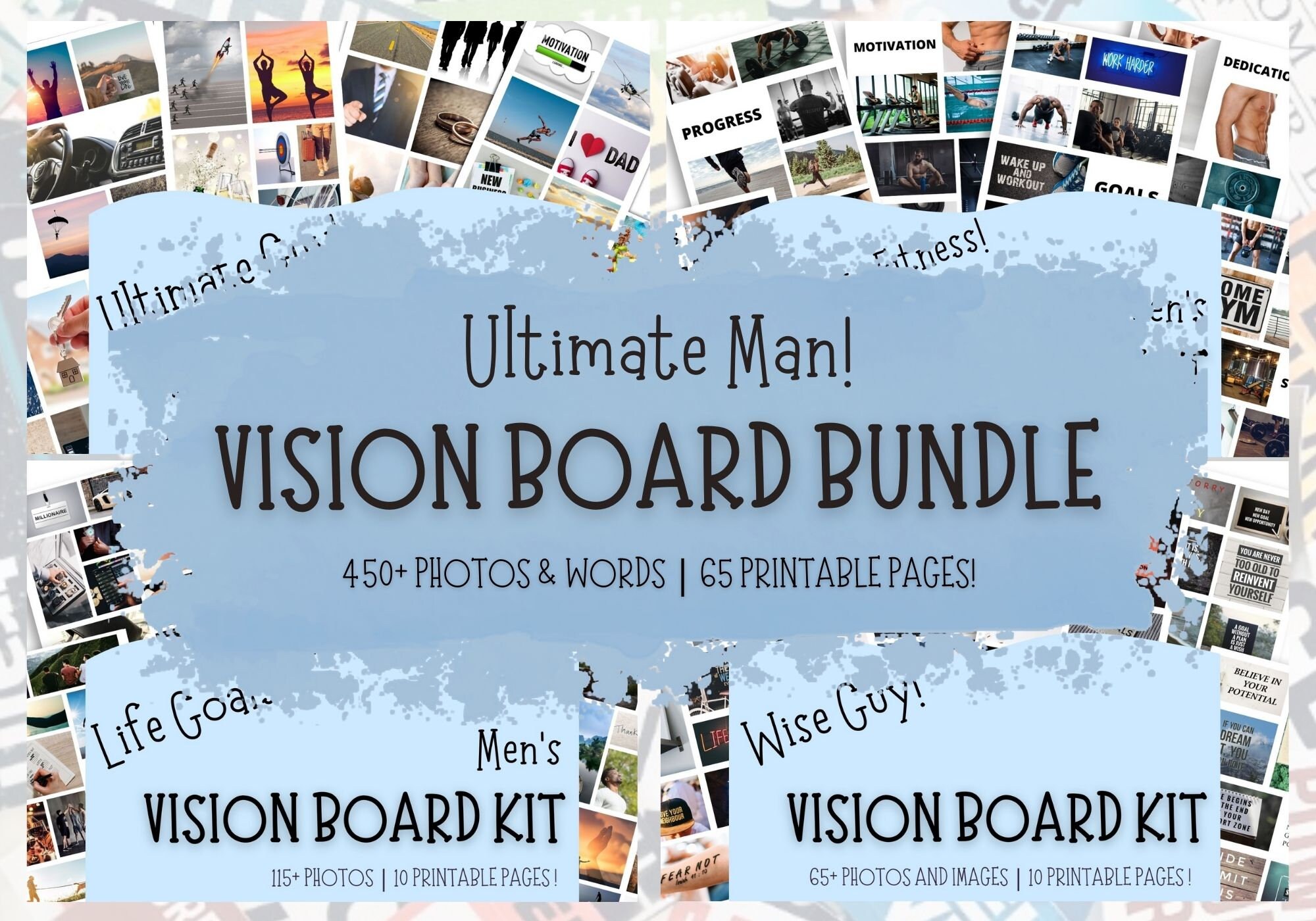 Men's Vision Board Bundle, Vision Board Kit for Boys, Vision Board for ...