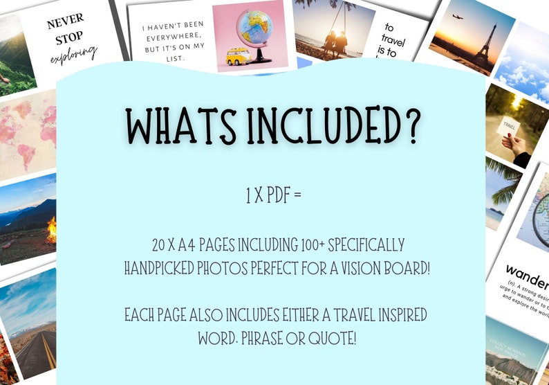 Travel Vision Board Kit Vision Board Printable Vision - Etsy