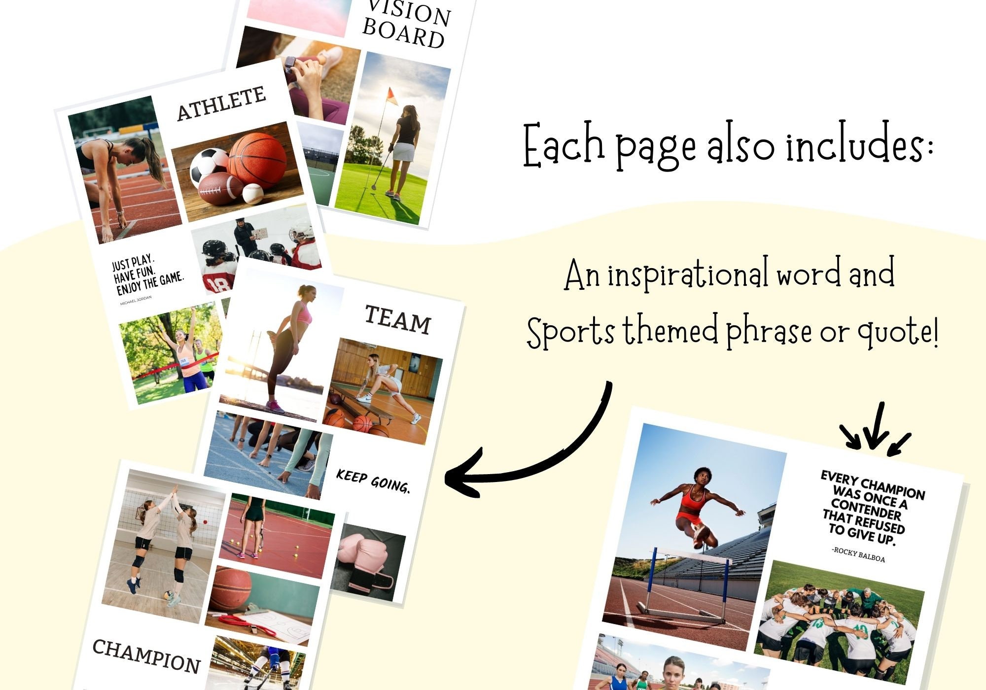 Sports Vision Board Kit, Vision Board Printables for Women, Vision ...