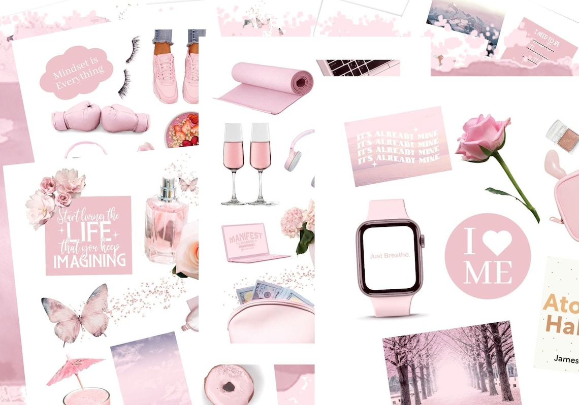 Pink Vision Board Printable for Women, Vision Board Kit for Girls, Pink ...