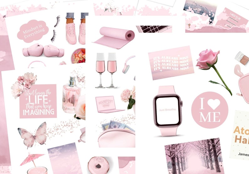 Pink Vision Board Printable for Women, Vision Board Kit for Girls, Pink ...