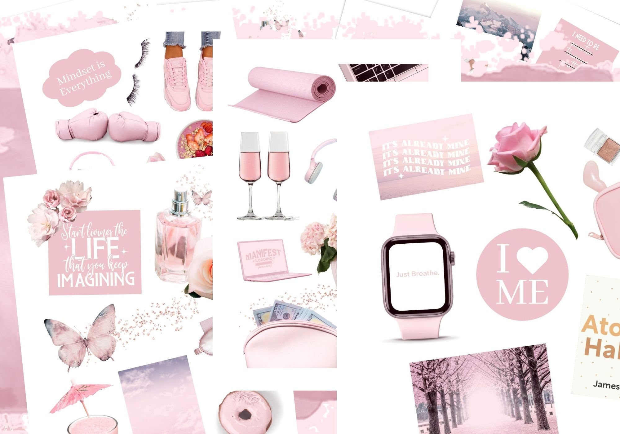 Pink Vision Board Printable for Women, Vision Board Kit for Girls, Pink ...