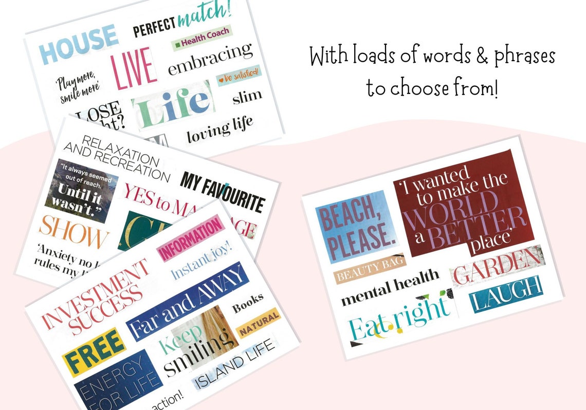 450 Real Magazine Words Printable, Vision Board Words, Vision Board Kit ...