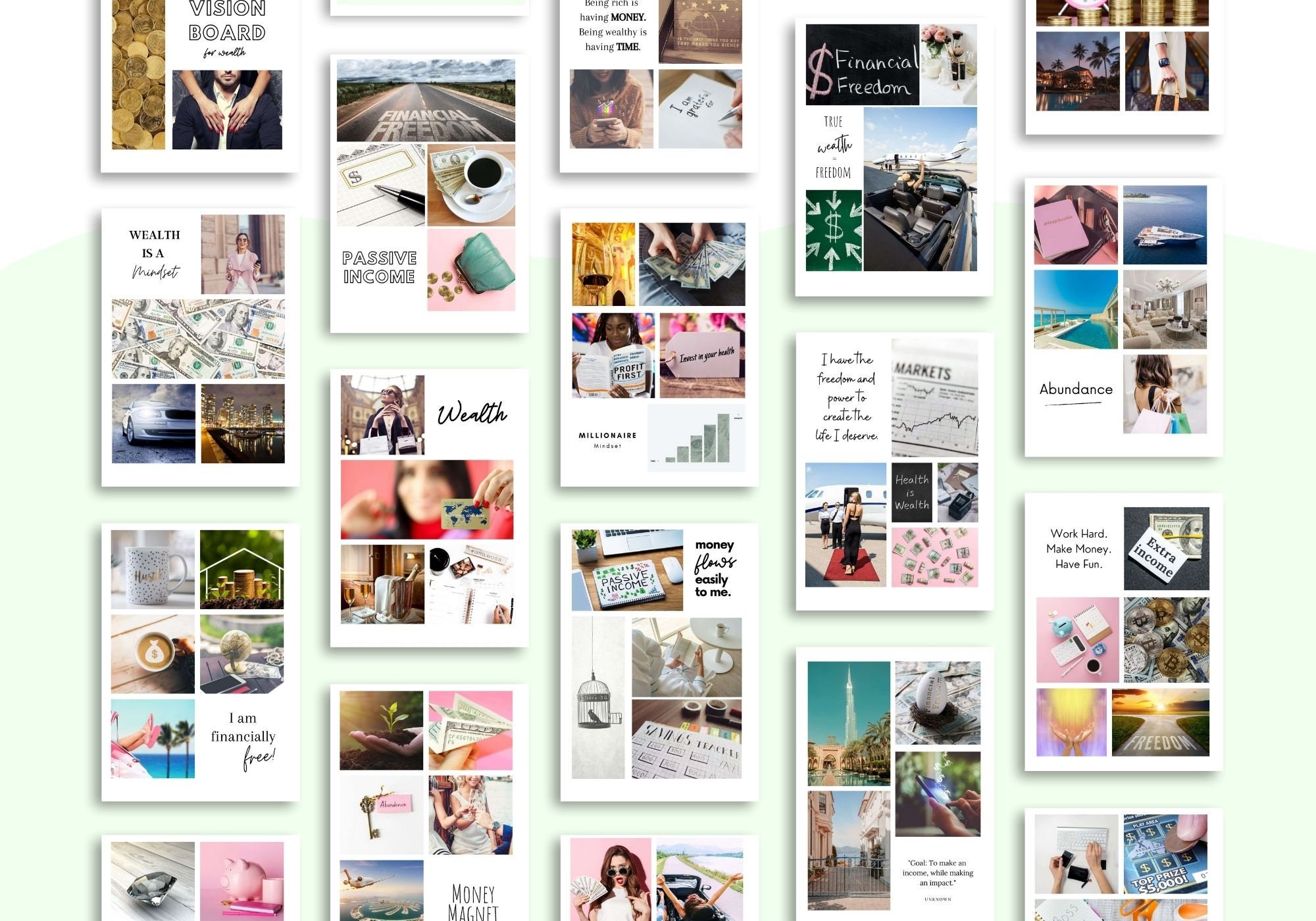 Vision Board Printable for Wealth, Money Vision Board Kit, Vision Board ...