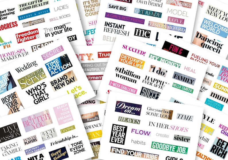 200 Womens 2024 Real Magazine Words Printable, Vision Board Words ...