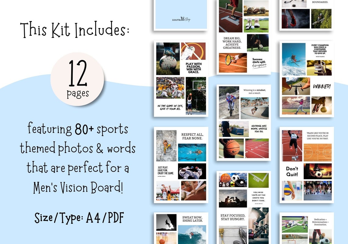 Vision Board Kit for Men, Teen Boys Vision Board Printables, Sports ...
