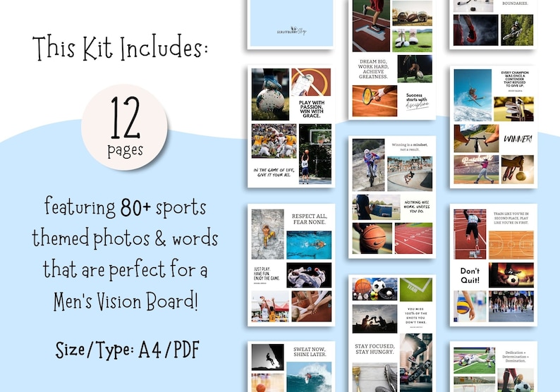 Vision Board Kit for Men, Teen Boys Vision Board Printables, Sports ...