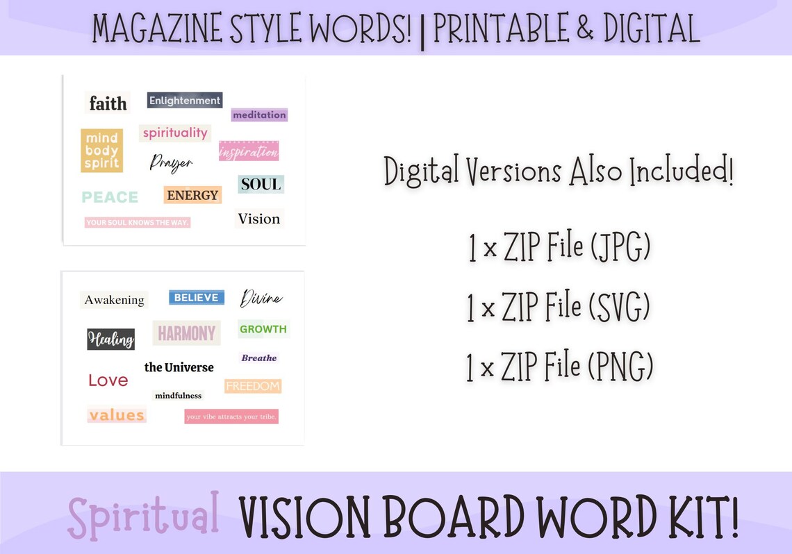 Spiritual Vision Board Words, Vision Board Digital, Womens Vision Board ...