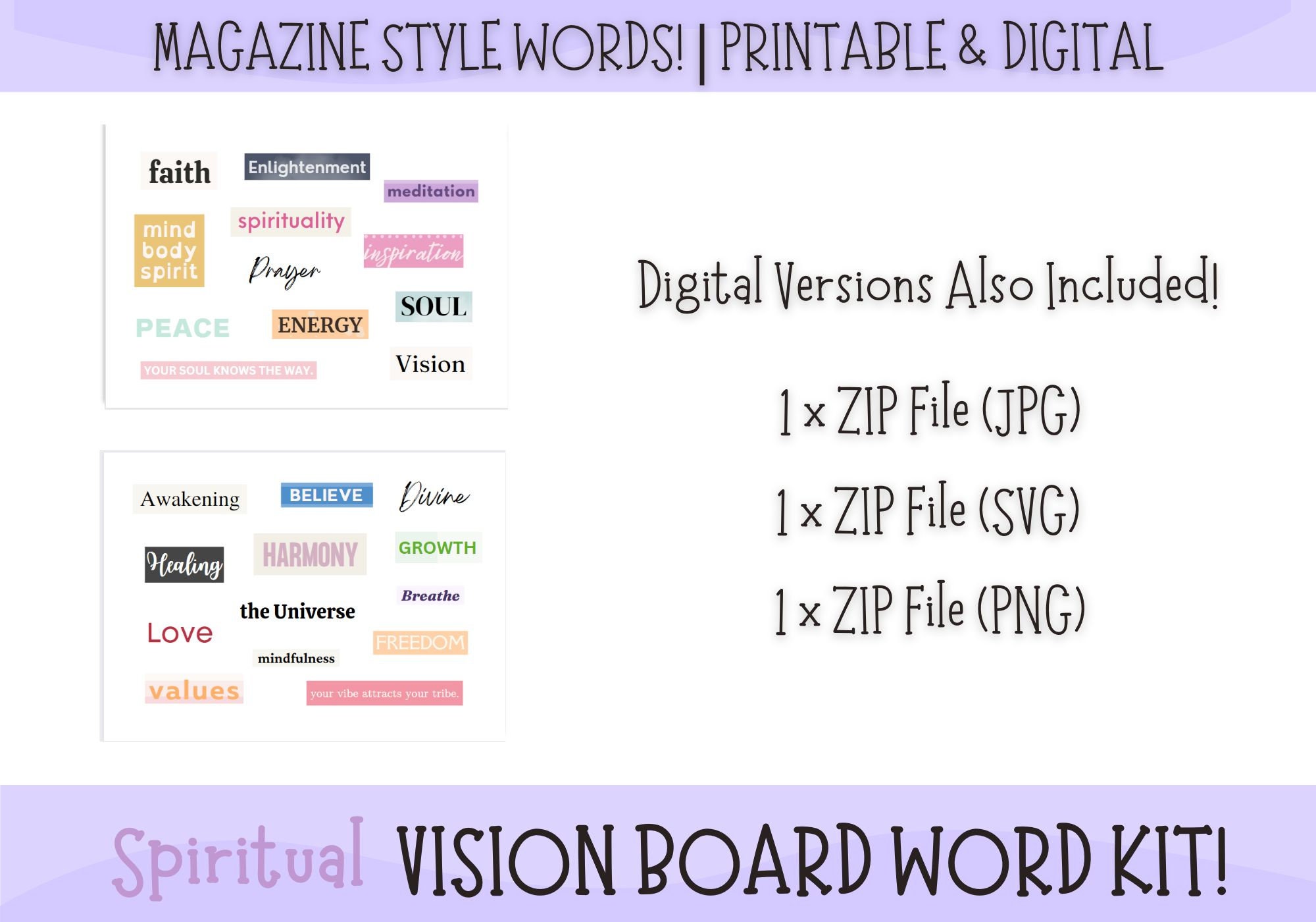 Spiritual Vision Board Words, Vision Board Digital, Womens Vision Board ...