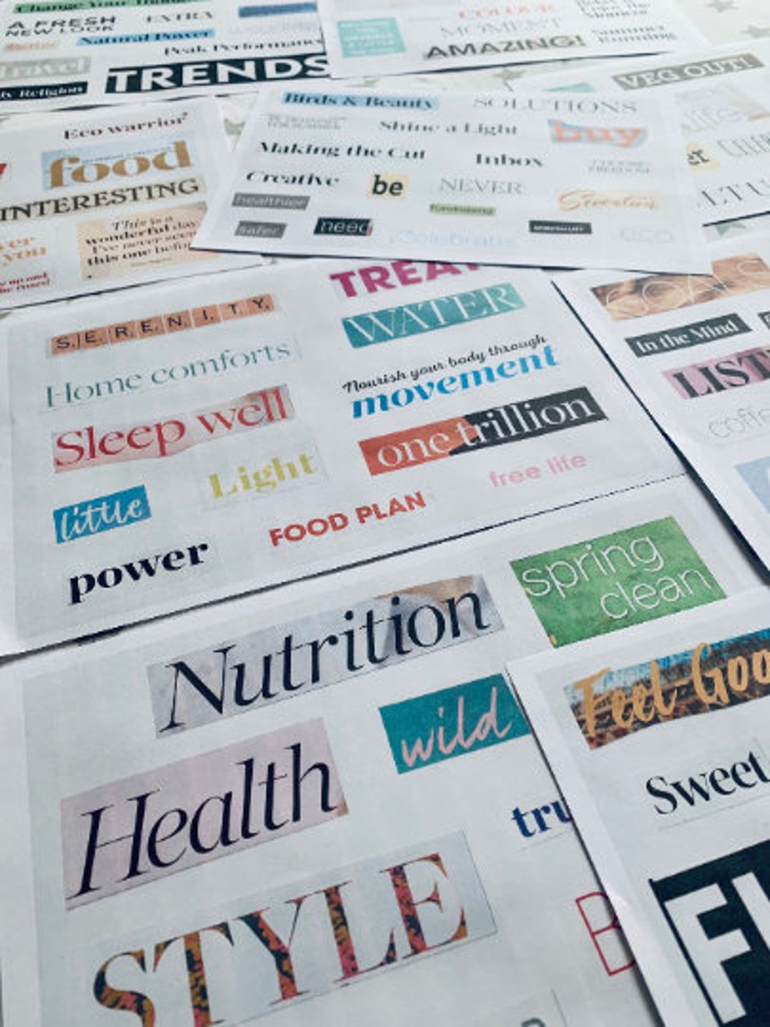 Real Magazine Words Printable Vision Board Kit Magazine Words, Law of ...