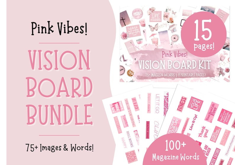 Pink Vision Board Bundle for Women Vision Board Printable Vision Board ...