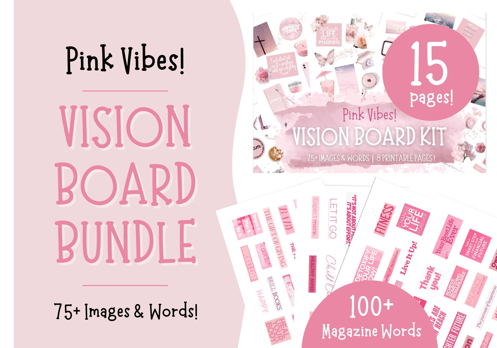 Pink Vision Board Bundle for Women Vision Board Printable Vision Board ...