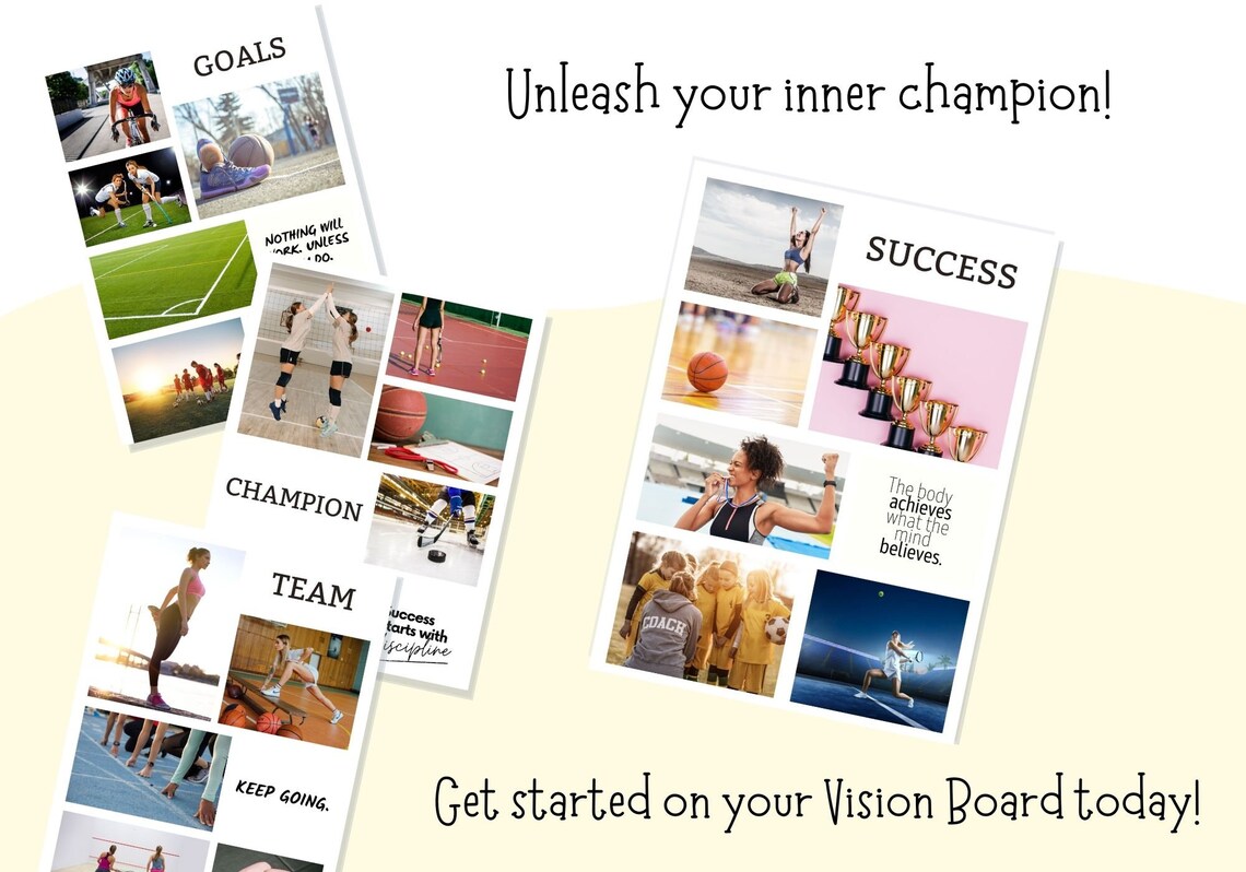 Sports Vision Board Kit, Vision Board Printables for Women, Vision ...