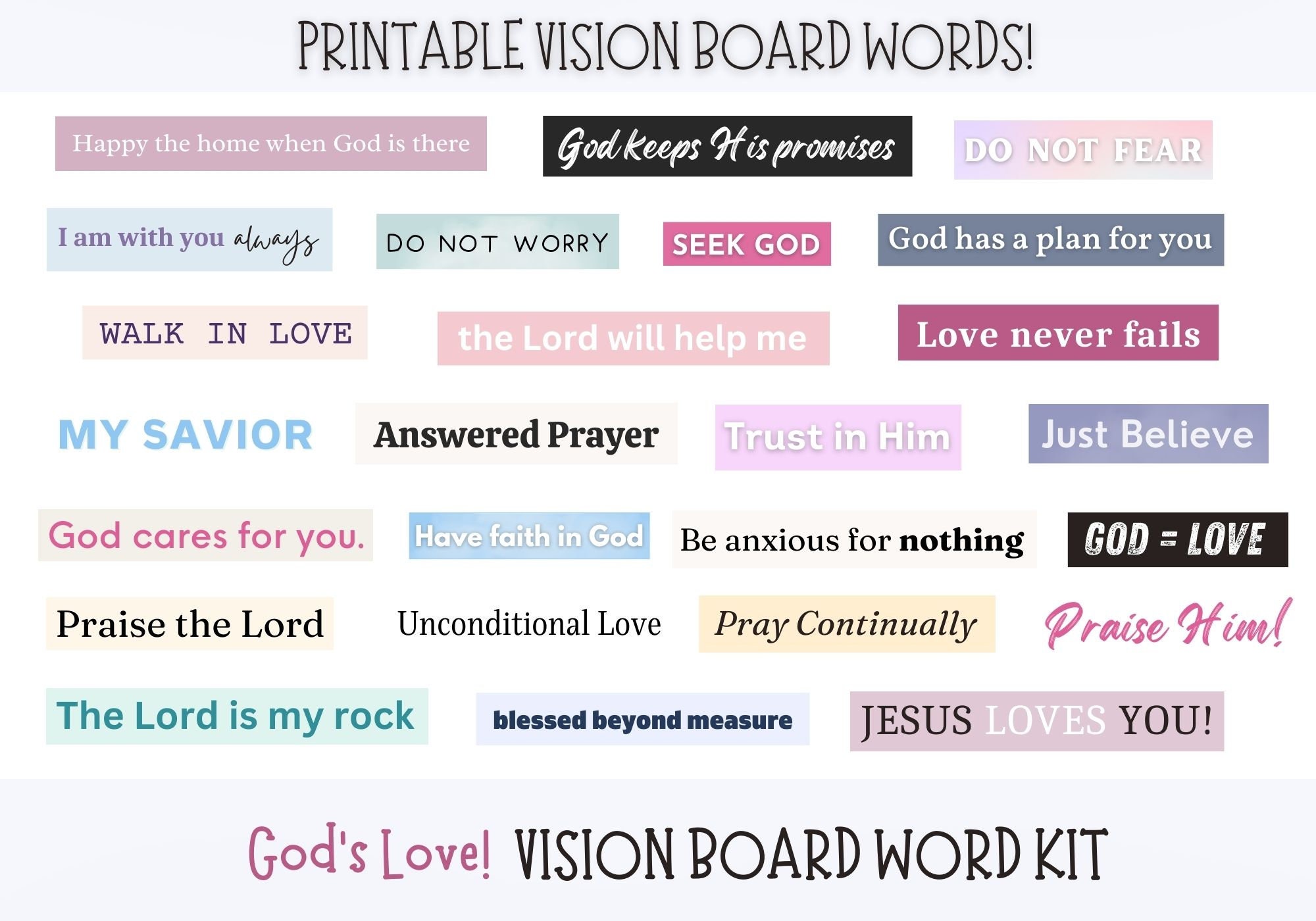 God's Love Vision Board Words, Vision Board Printable, Vision Board ...