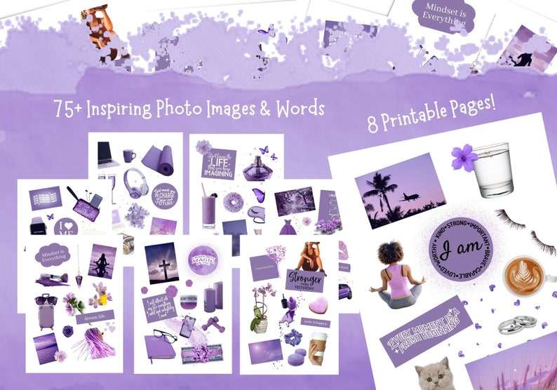 Purple Vision Board Printable, Vision Board Kit for Women 2025, Vision ...