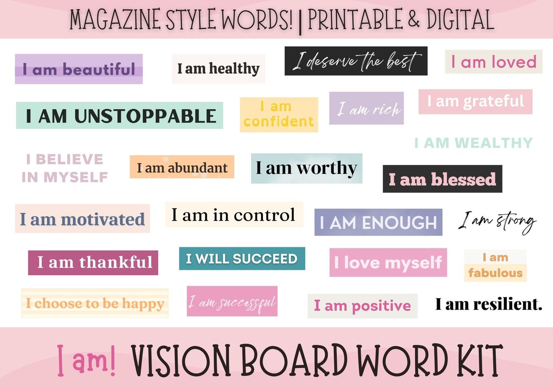 Affirmation Vision Board Words, Vision Board Digital, Affirmation ...