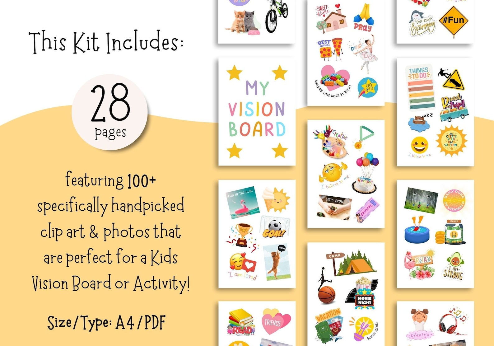 Kids Vision Board Kit, Vision Board Printable, Family Vision Board ...