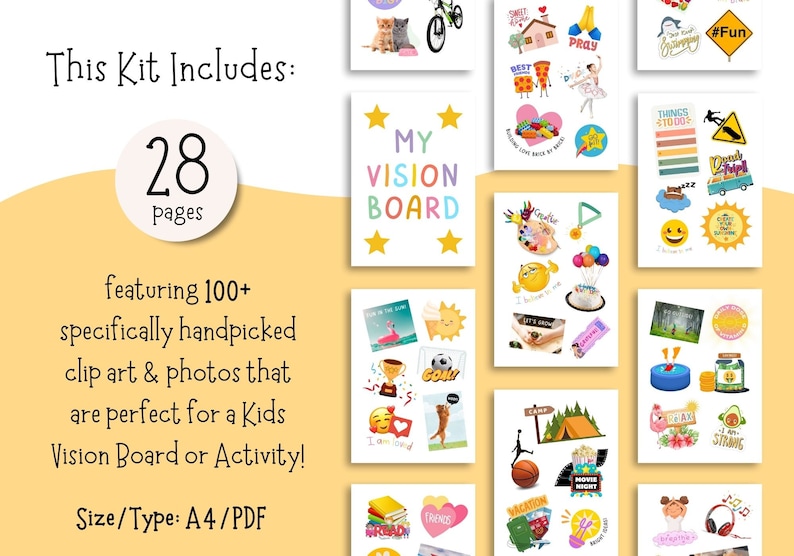 Kids Vision Board Kit, Vision Board Printable, Family Vision Board ...