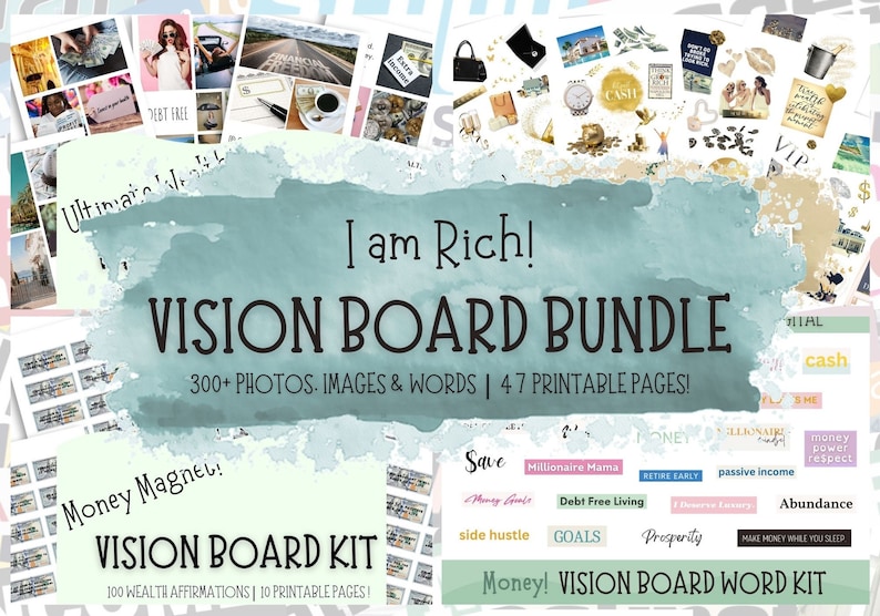 Money Vision Board Bundle, Vision Board Kit for Women, Vision Board for Girls, Vision Board ...