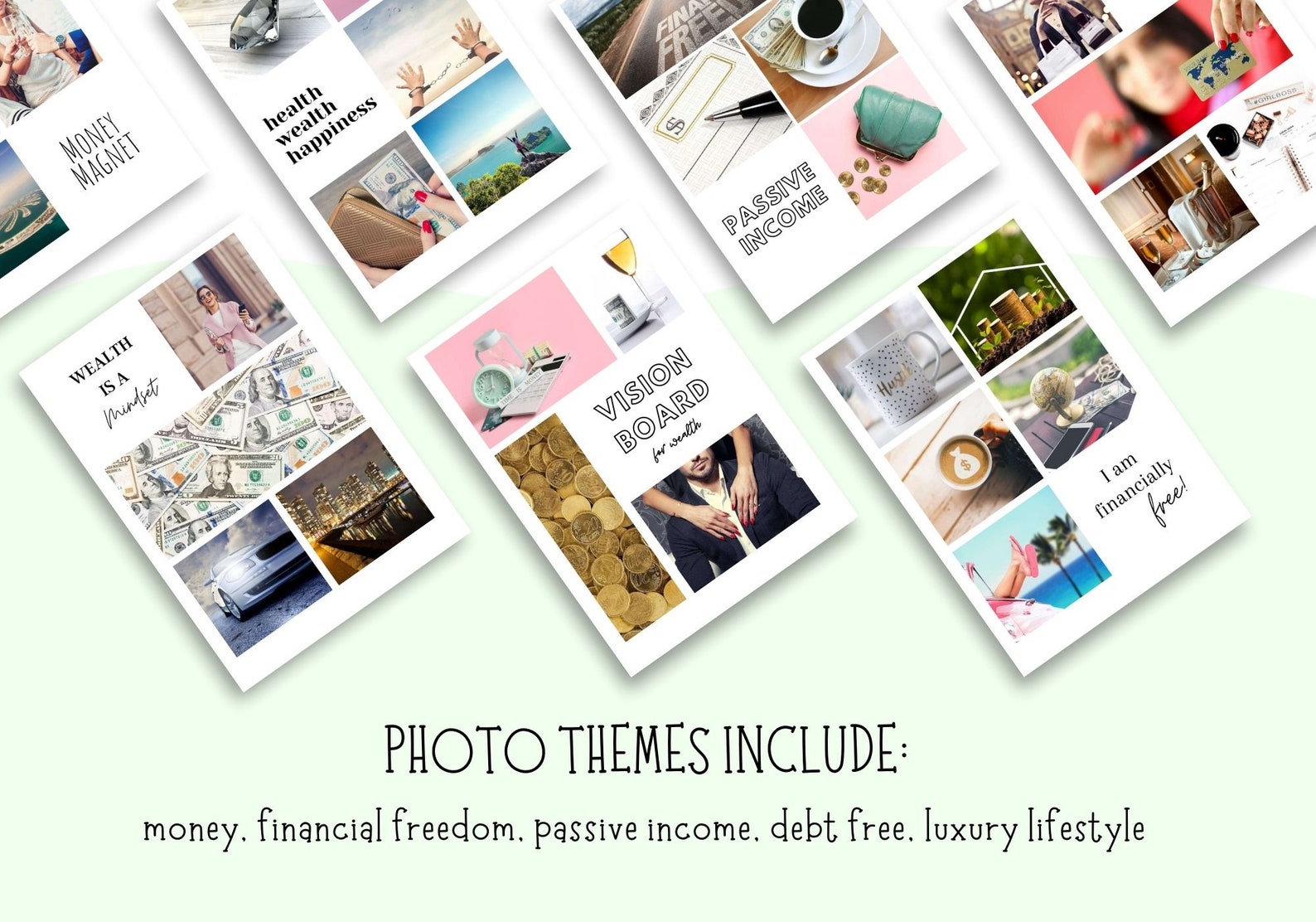 Vision Board Printable for Wealth, Money Vision Board Kit, Vision Board ...