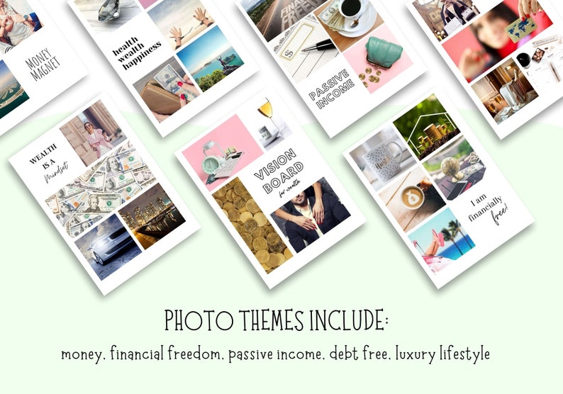 Vision Board Printable for Wealth, Money Vision Board Kit, Vision Board ...