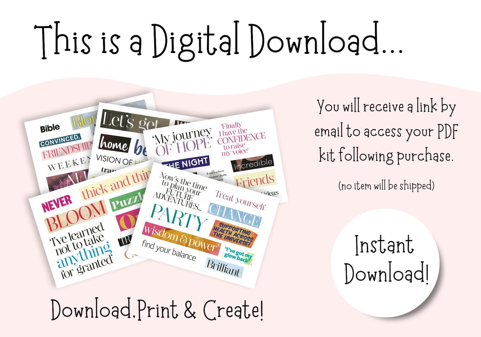 450 Real Magazine Words Printable, Vision Board Words, Vision Board Kit ...