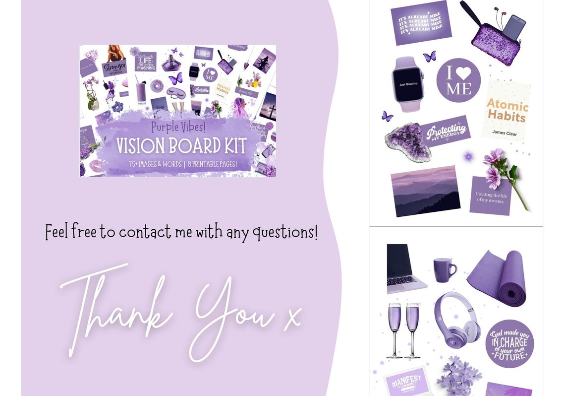 Purple Vision Board Bundle for Women Vision Board Printable Vision ...