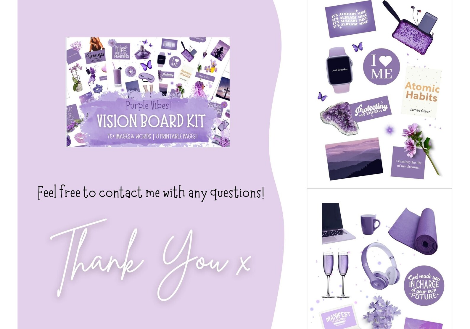 Purple Vision Board Bundle for Women Vision Board Printable Vision ...
