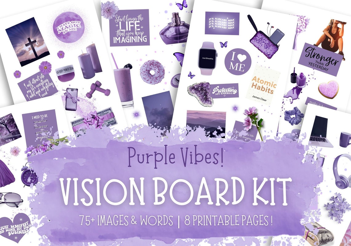 Purple Vision Board Printable, Vision Board Kit for Women 2026, Vision ...