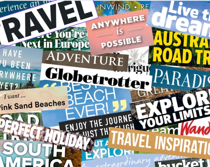 Real Magazine Words Printable Vision Board Kit Magazine Words, Law of ...