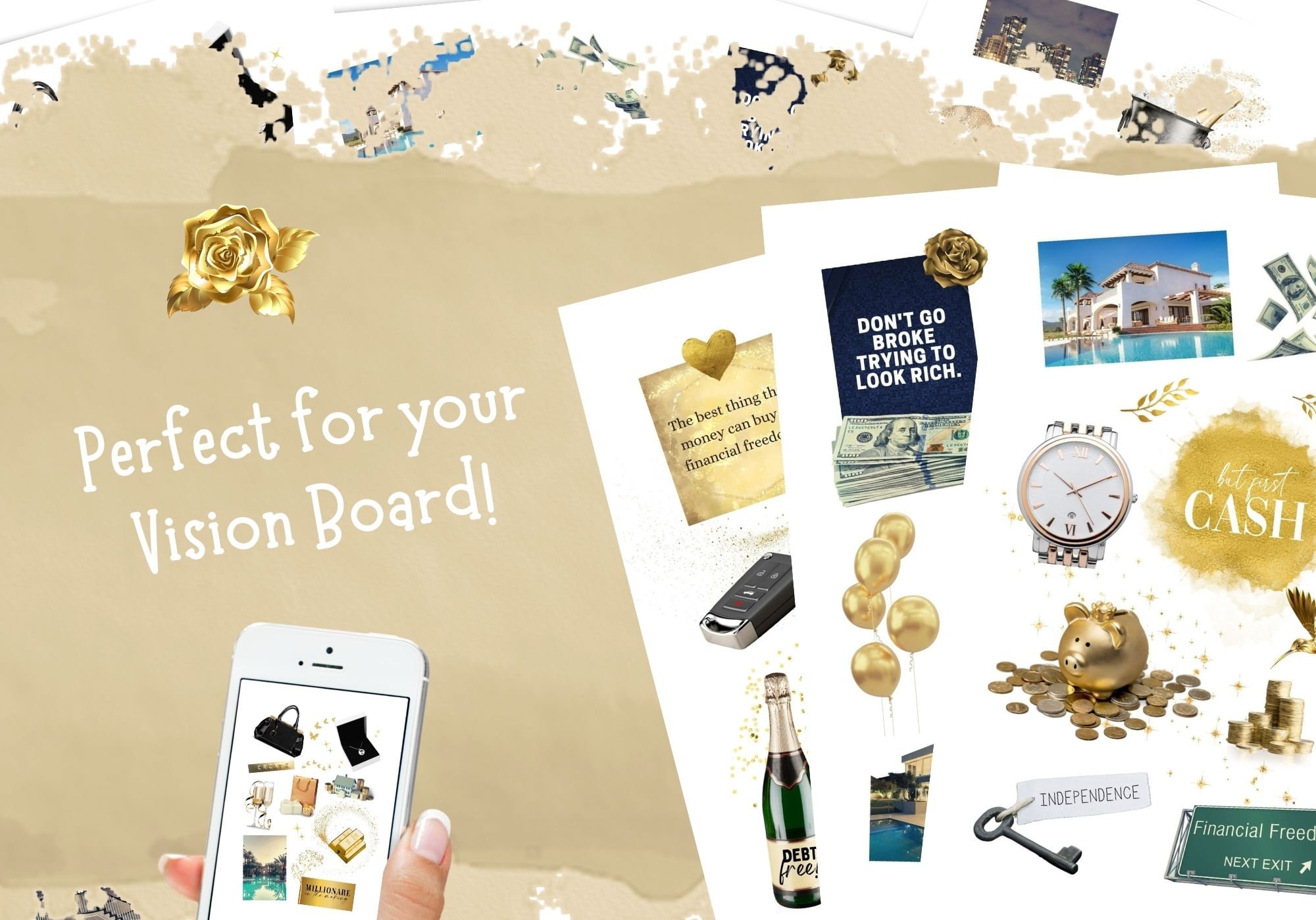 Money Vision Board Printables, Womens Vision Board, Vision Board for ...