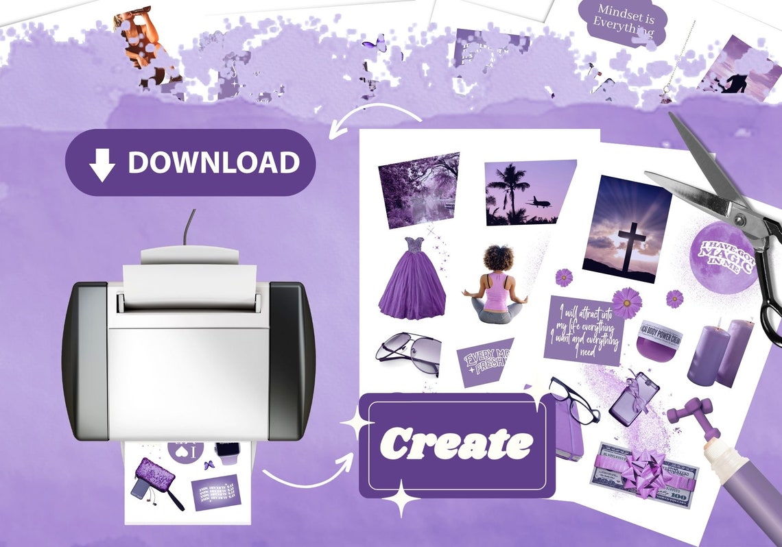 Purple Vision Board Printable, Vision Board Kit for Women 2026, Vision ...