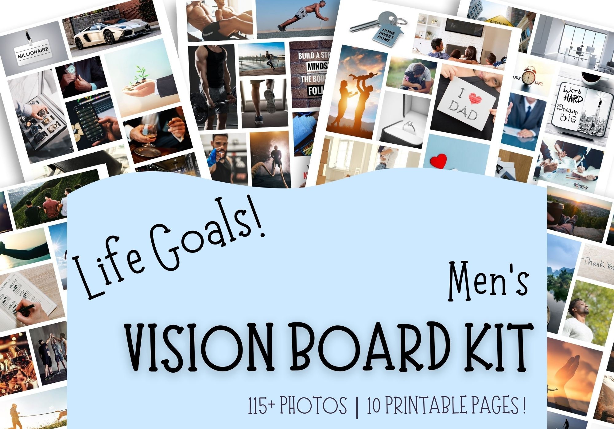 Vision Board Kit for Men, Boys Vision Board Printables, Vision Board ...