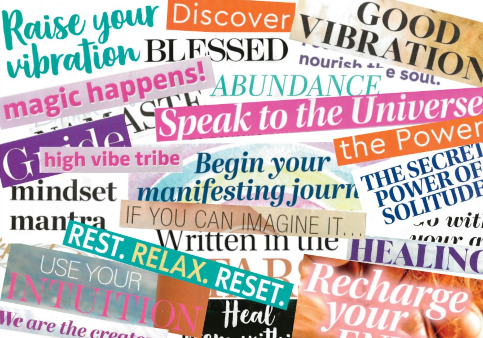 Spiritual Magazine Words, 30 Vision Board Kit Words, Spiritual Vision ...