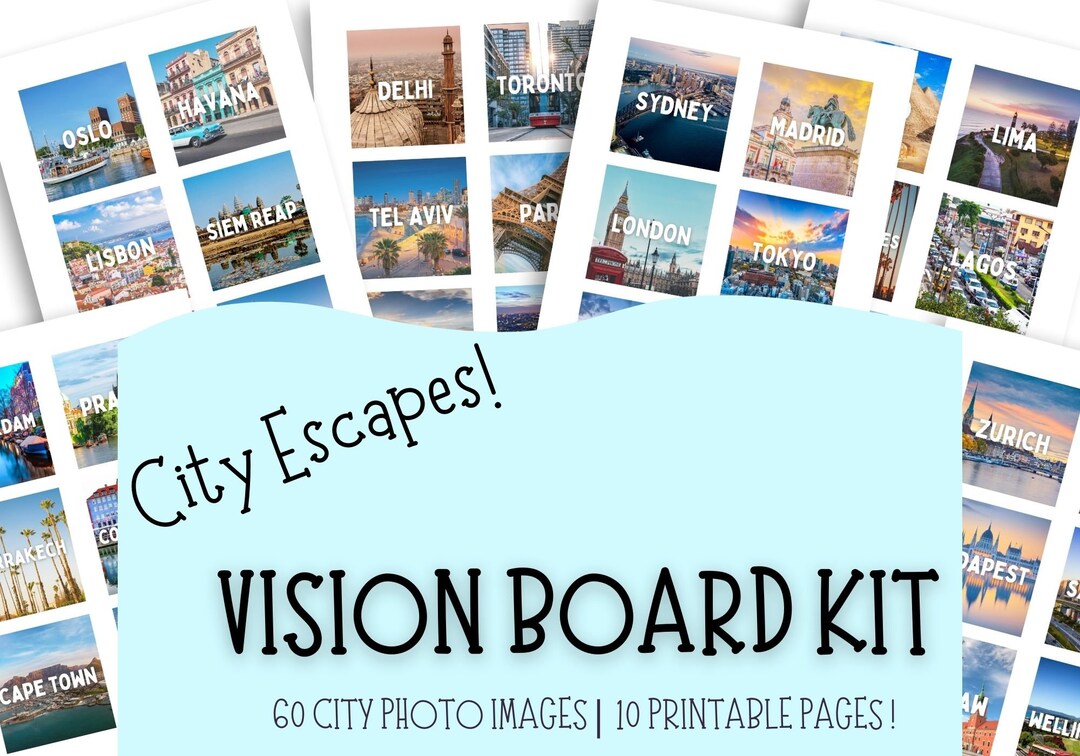 Travel Vision Board Kit, Vision Board Printable, Vision Board Party ...