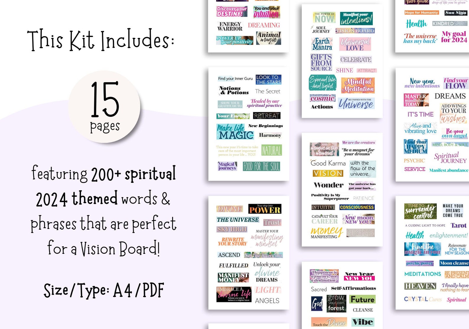200+ Spiritual Magazine Words, Vision Board Kit Words, Vision Board ...