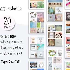 Vision Board Kit, Vision Board Printables, Motivational Words for Women ...